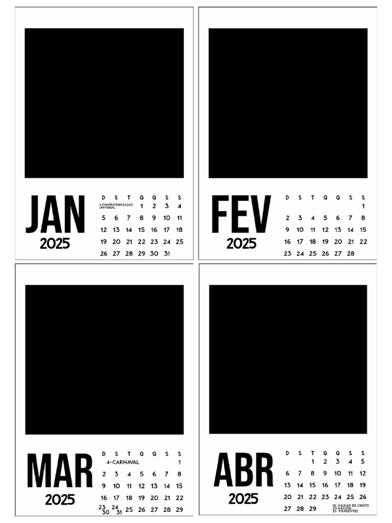 Calendario Polaroid Pronto Pra Imprimir PDF - Mariart | PDF