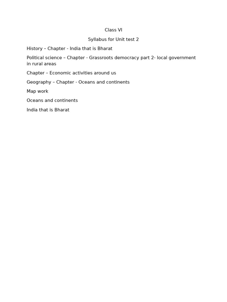 Periodic Test 2 Syllabus Class VI | PDF