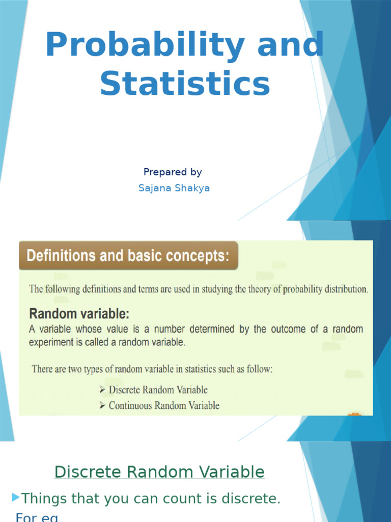 Discrete vs Continuous Random Variables | PDF | Probability Distribution | Random Variable