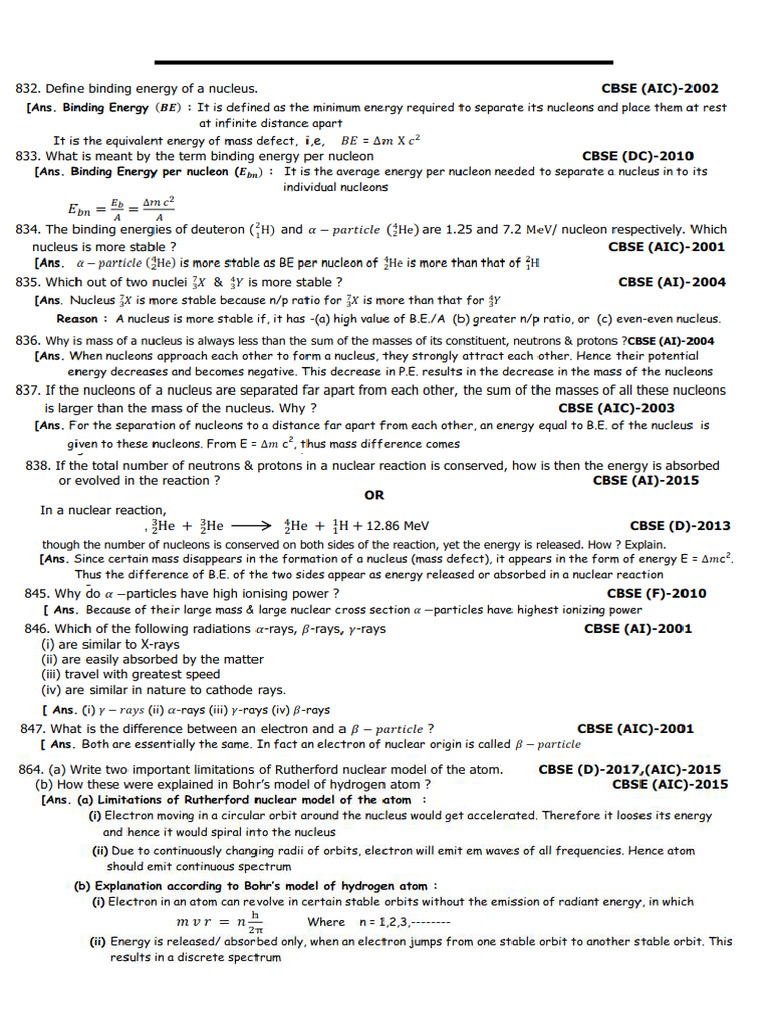 ATOMS NUCLEI IMP QP | PDF