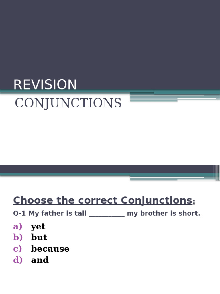 Conjunctions Class 4 | PDF