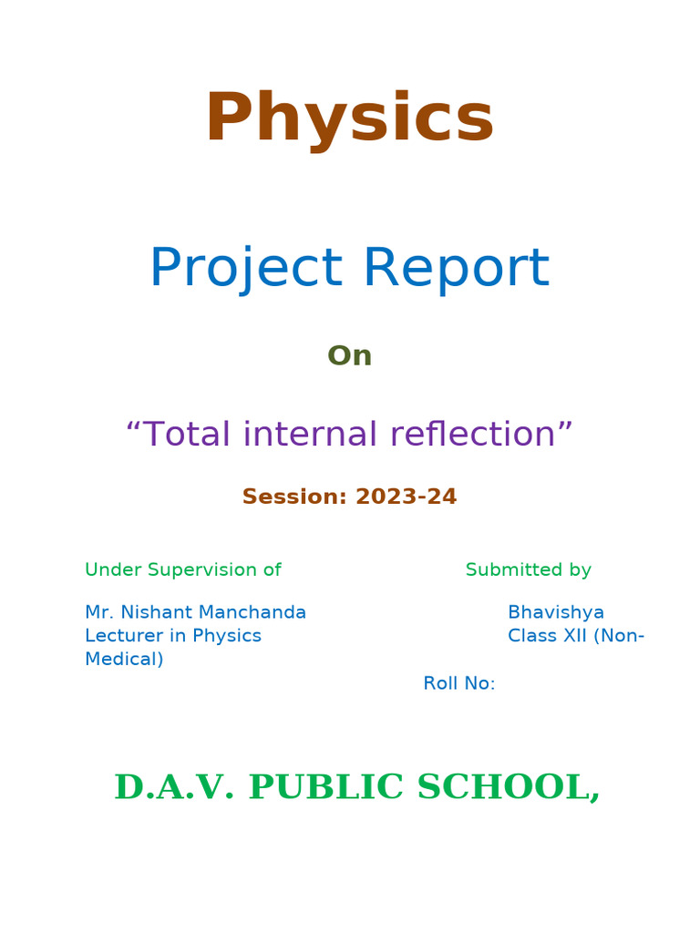 Total Internal Reflection | PDF | Refraction | Reflection (Physics)