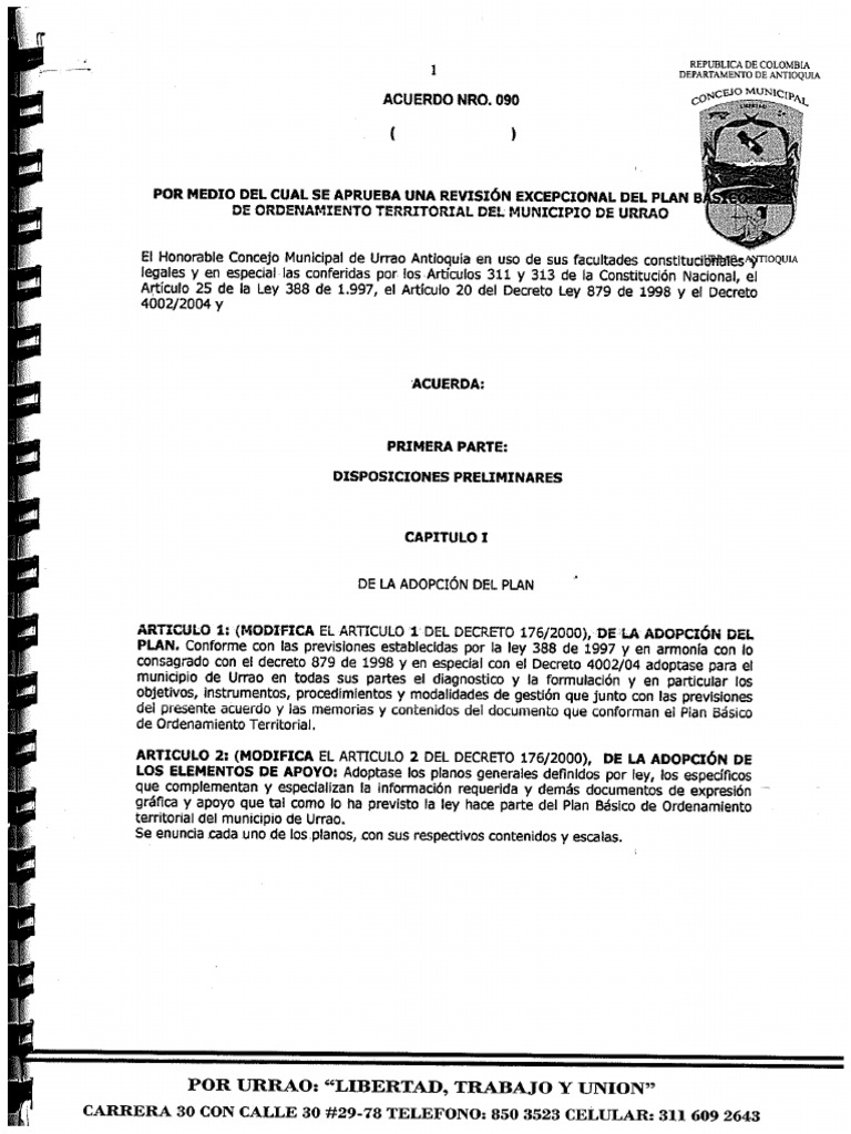 PBOT URRAO 02 - Acuerdo 090 - Ajuste PBOT | PDF