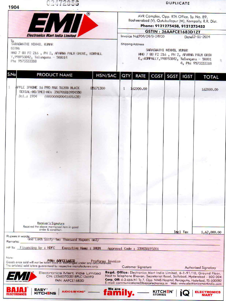 Mobile Handset Invoice | PDF