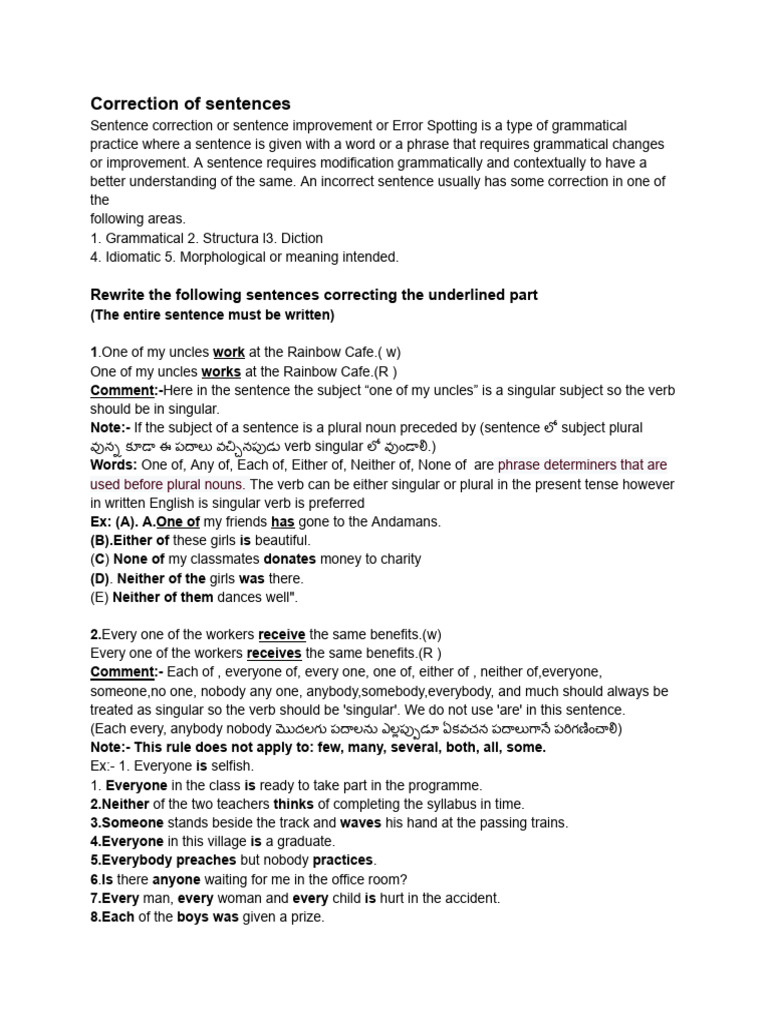 Plural Agreement in Sentence Correction | PDF | Grammatical Number | Plural
