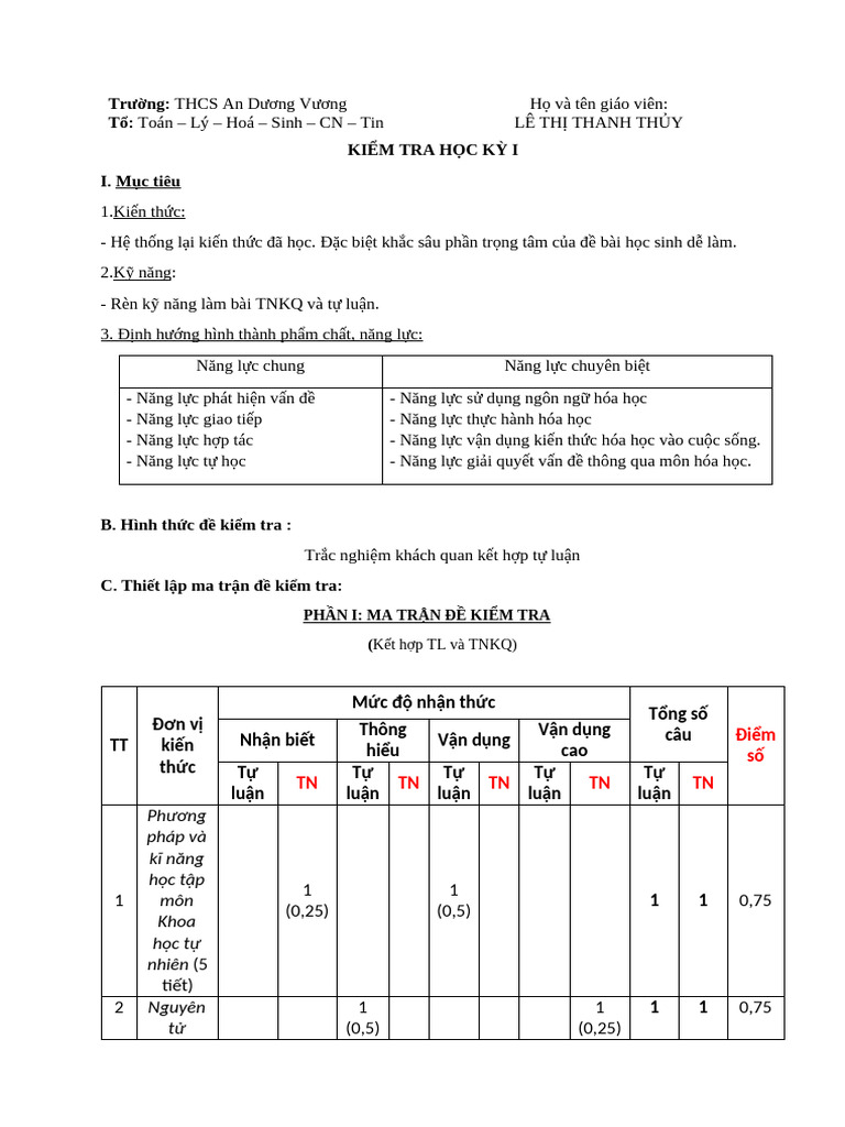 H7-Tuần 17- Kiểm Tra HKI | PDF