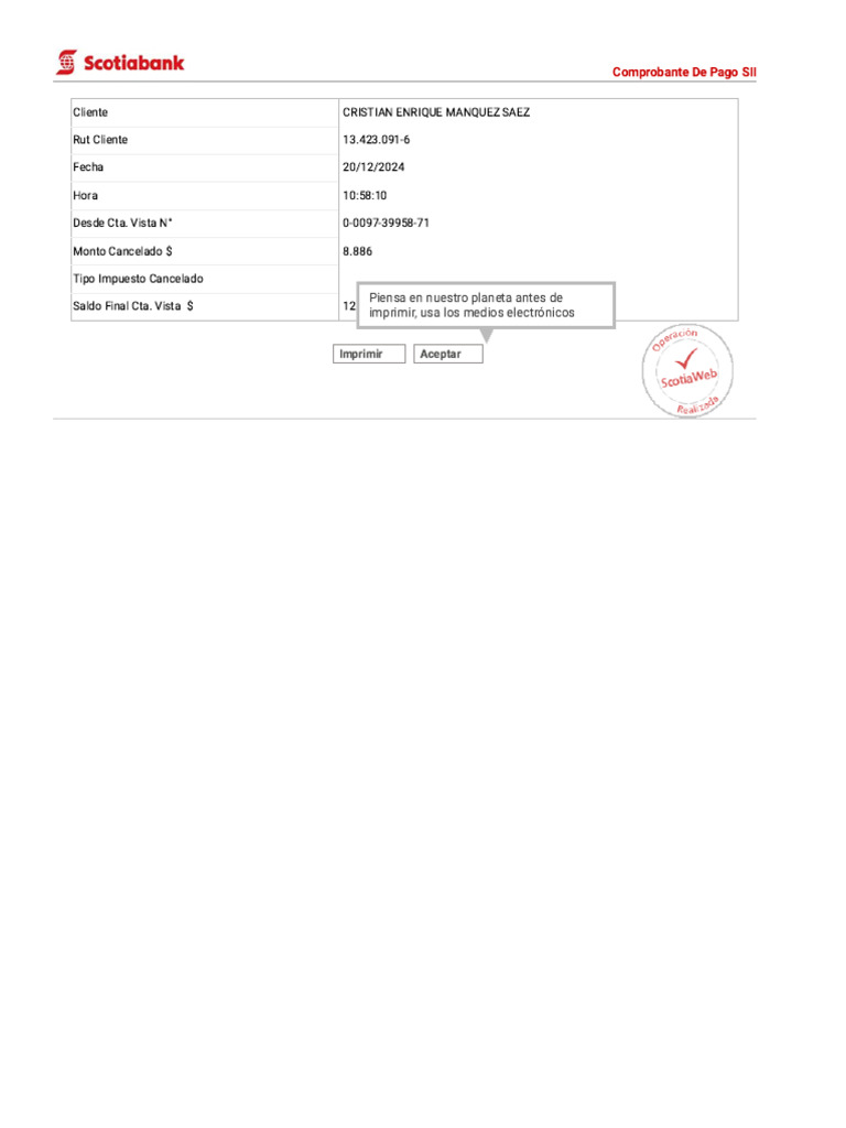 Comprobante de Pago SII | PDF