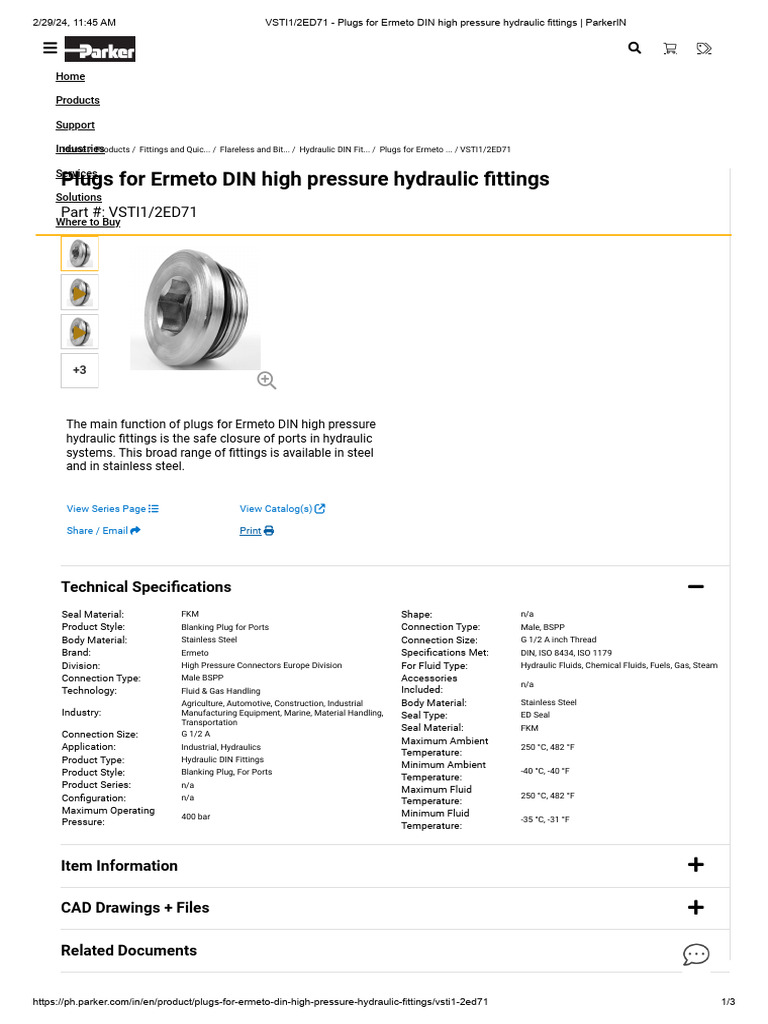 VSTI1/2ED71 Ermeto DIN Plugs Overview | PDF | Electrical Connector ...