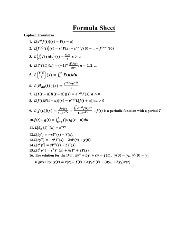 Q3 - Formula Sheet | PDF