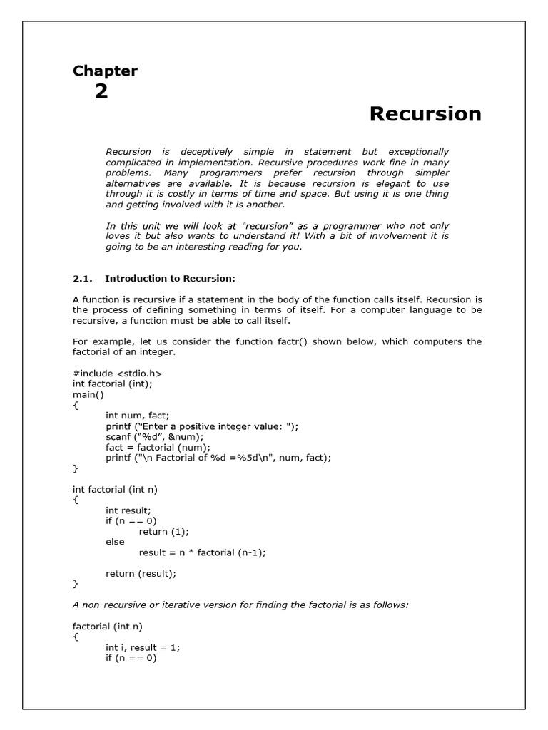 Recursion | PDF | Parameter (Computer Programming) | Sequence Recursion | PDF | Parameter (Computer Programming) | Sequence