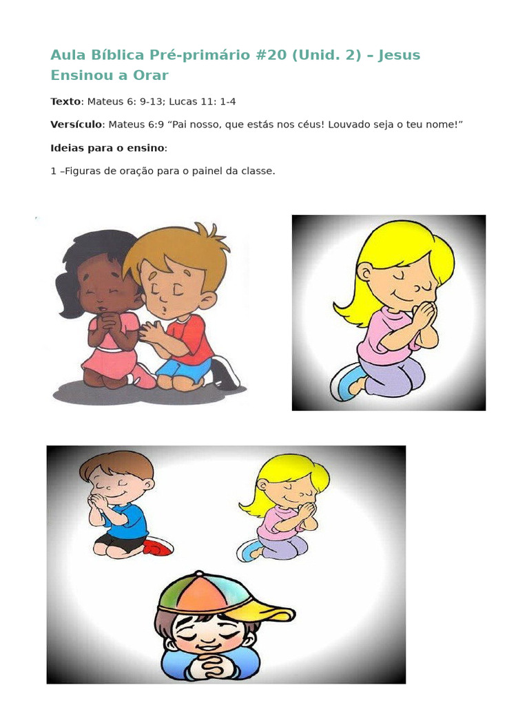 Atividades - Jesus Ensina A Orar. | PDF