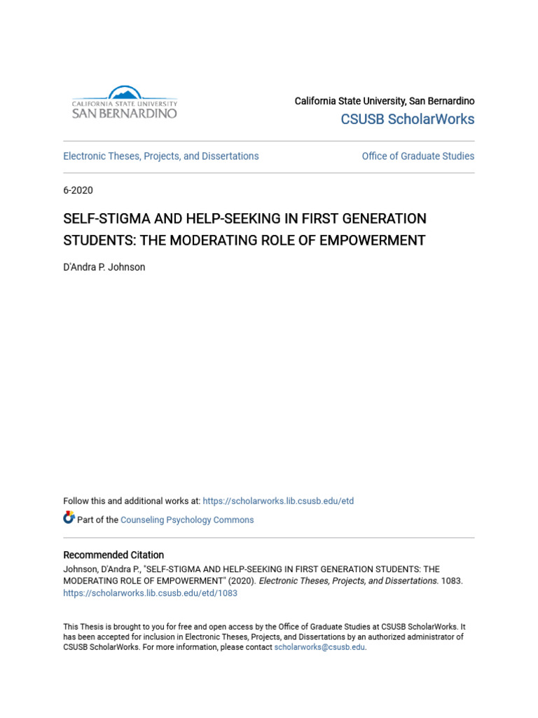Self-Stigma and Help-Seeking in FGCS | PDF | Social Stigma | Mental ...