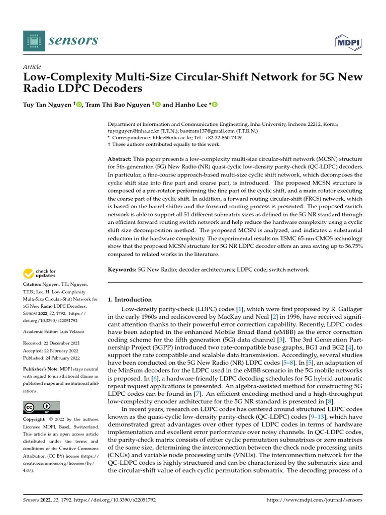 Low-Complexity Multi-Size Circular-Shift Network For 5G New | PDF | Low Density Parity Check ...