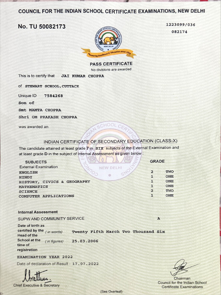Class 10th Marksheet | PDF