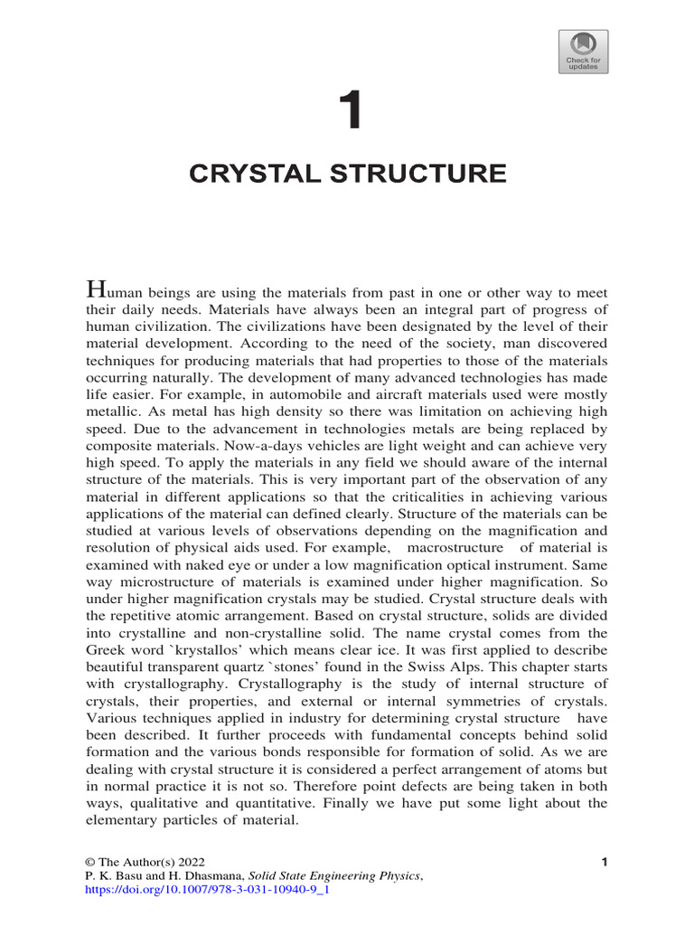 Ch1 - Solid State Engineering Physics-Springer (2022) | PDF | Chemical Bond | Ion