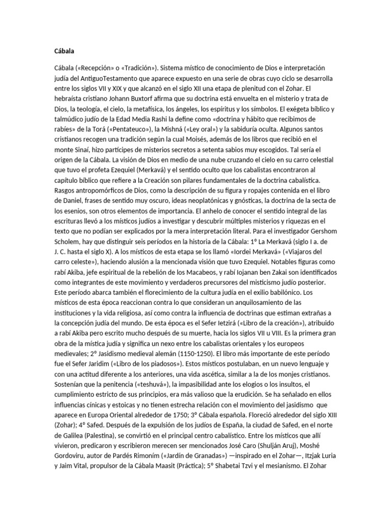 Historia y Doctrina de la Cábala Judía | PDF | Kábala | Misticismo