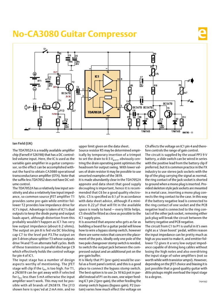 CA3080 Guitar Compressor | PDF | Amplifier | Electrical Connector