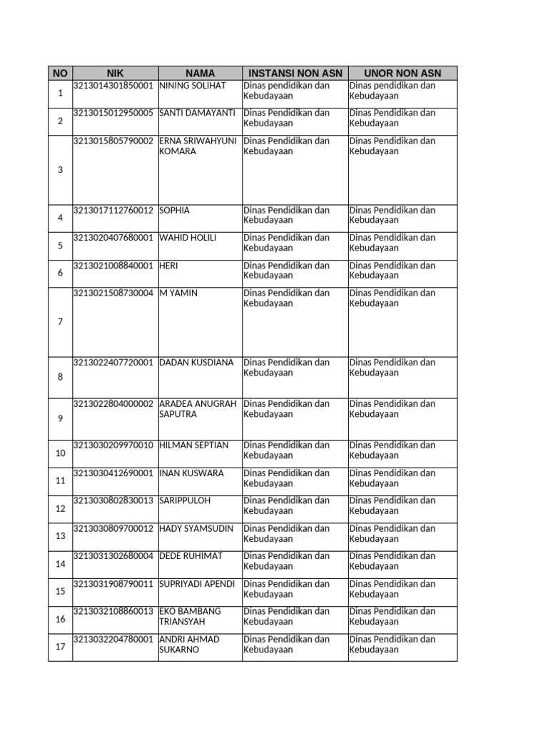 Data Non Asn Disdik 2024 | PDF