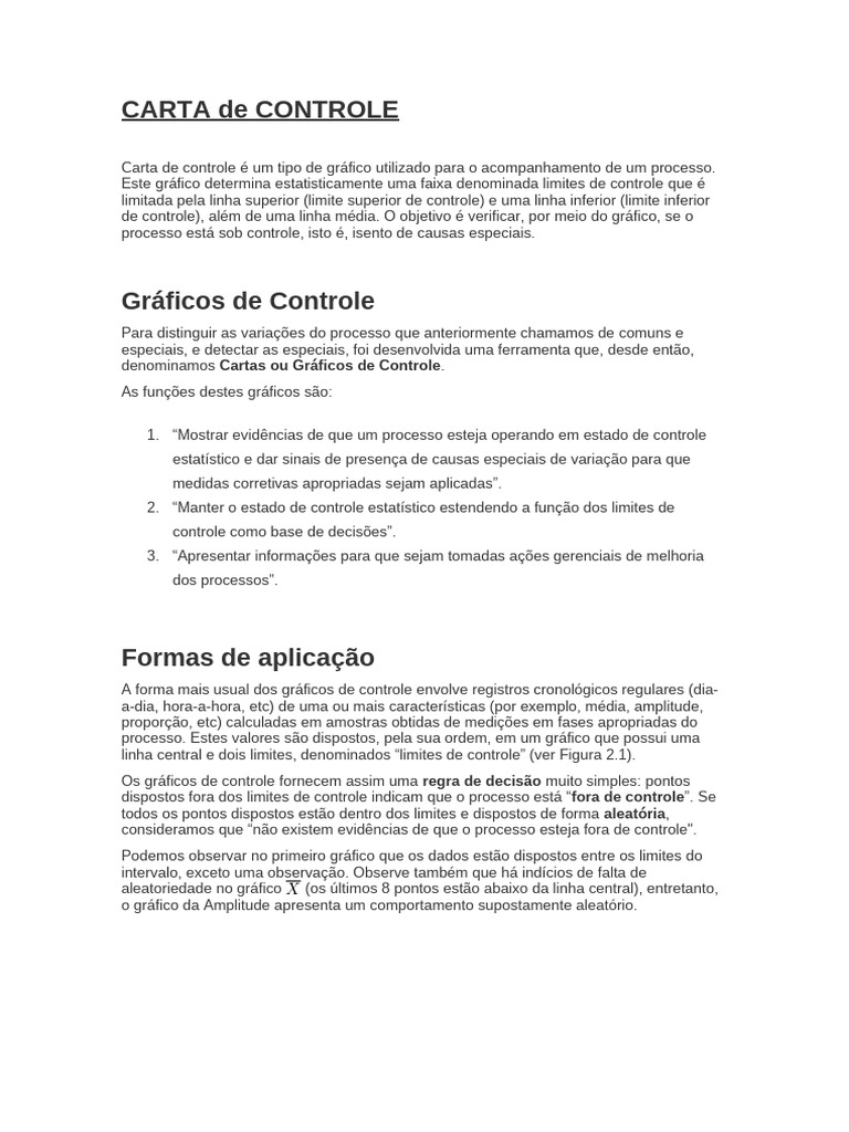 O que é carta de controle | PDF | Estatísticas | Limite (Matemática)