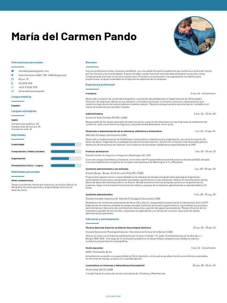Currículum de María del Carmen Pando | PDF | Business