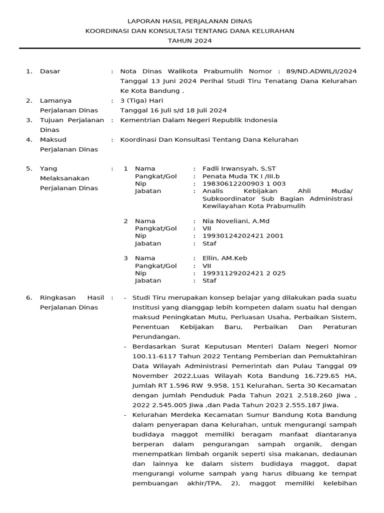 Laporan - Hasil - Perjalanan - Dinas - Kota Jakarta | PDF