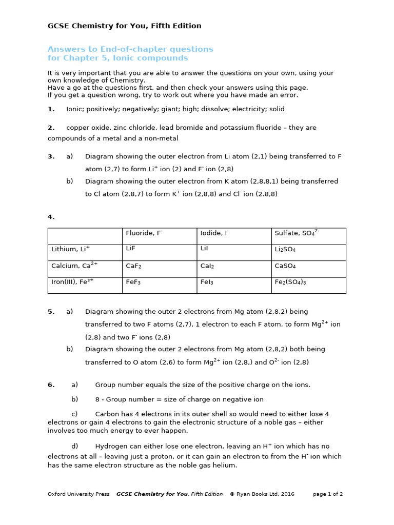 GCFY Chapter 5 Ionic Compounds | PDF | Ion | Chemistry