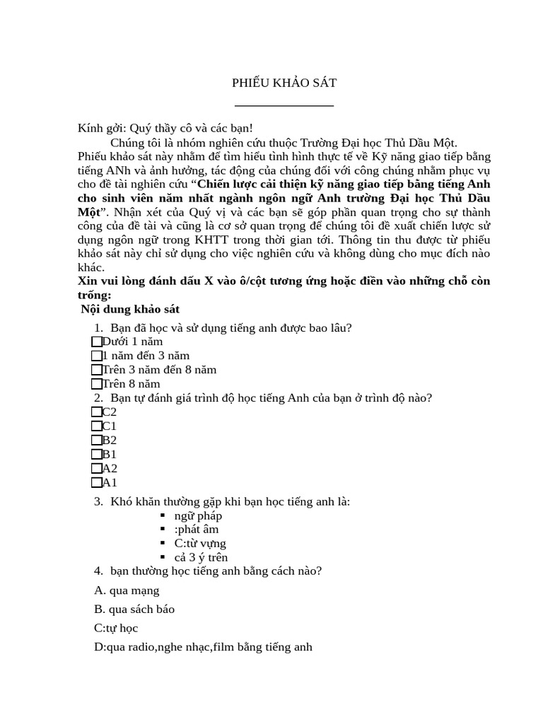 QUESTIONNAIRE For Introduction | PDF