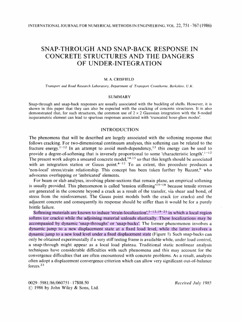 Snap-Through Response in Concrete Structures | PDF | Fracture ...