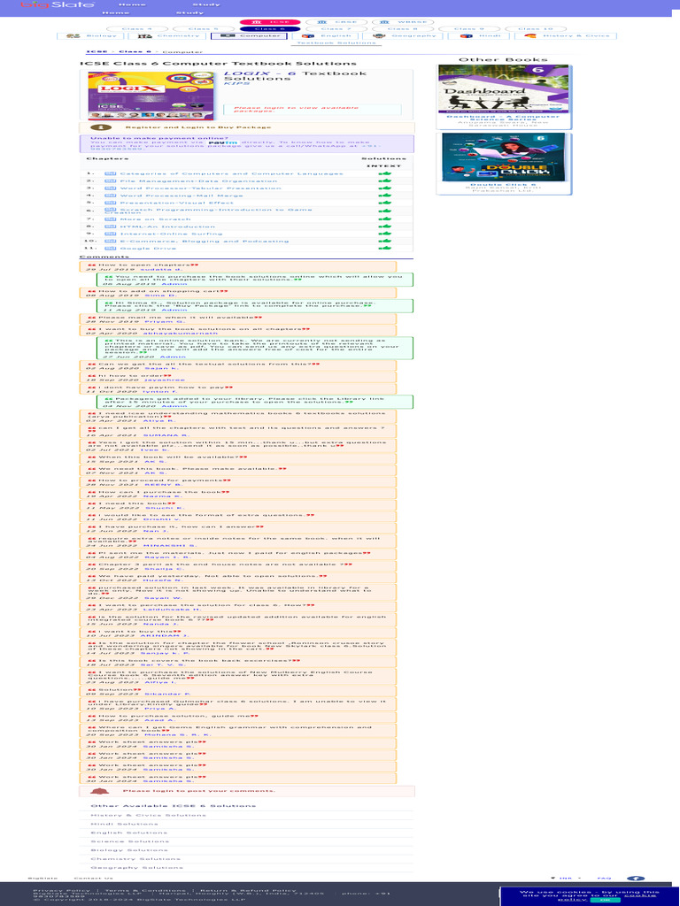 ICSE Class 6 Computer LOGIX - 6 Solutions | PDF