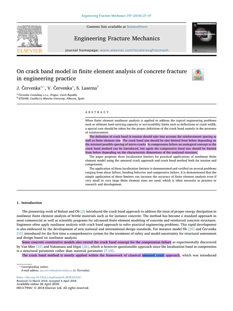 On Crack Band Model in Fe Model of Concrete Fracture Cervenka Et Al ...