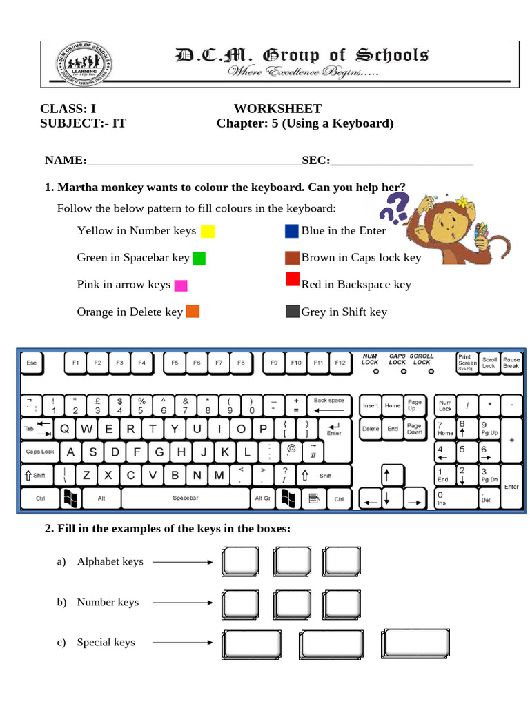 Chap-5-Keyboard-Worksheet 2,3 Answer | PDF | Computer Keyboard | Text
