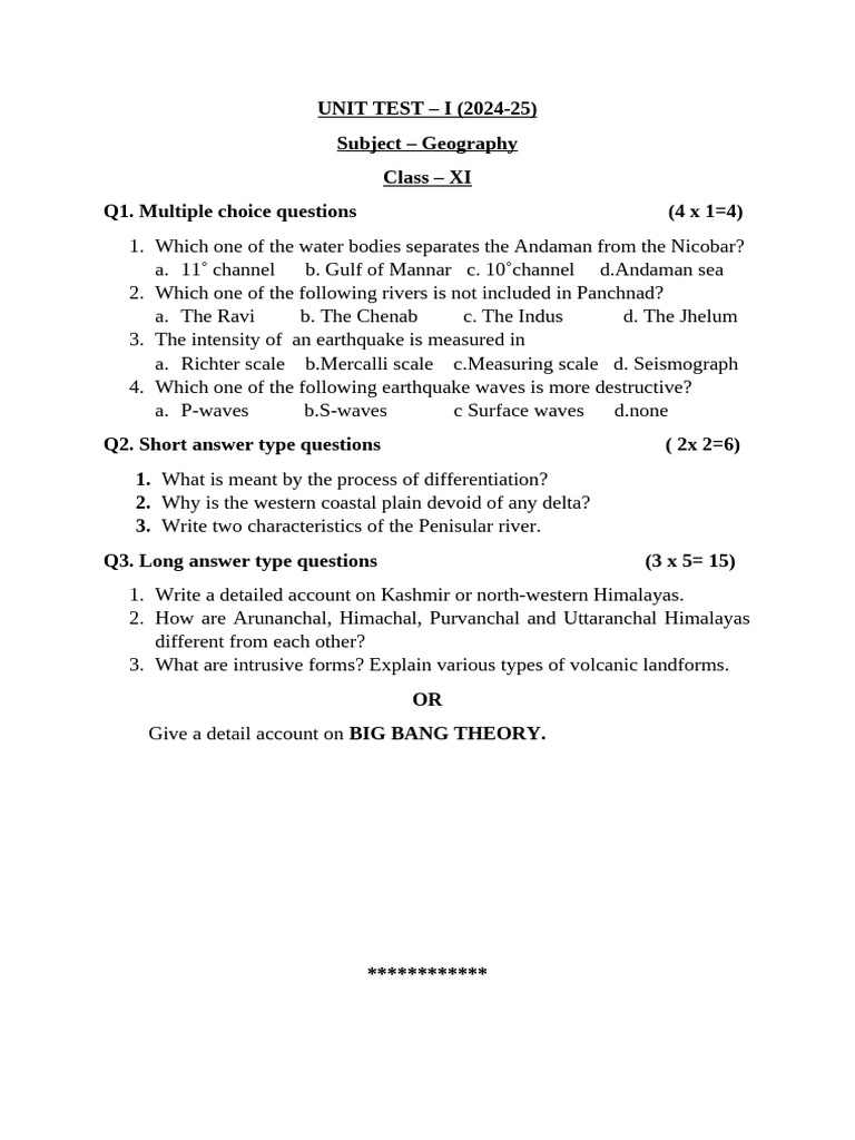 UNIT TEST (1) Docx | PDF
