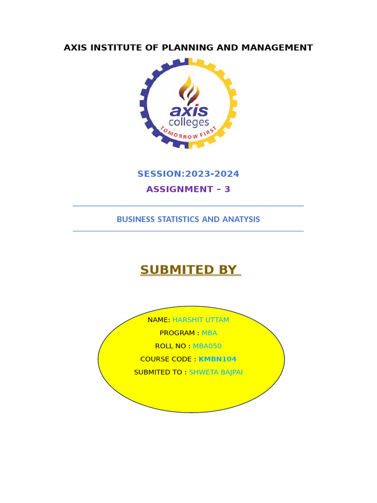 MBA Business Statistics Assignment | PDF