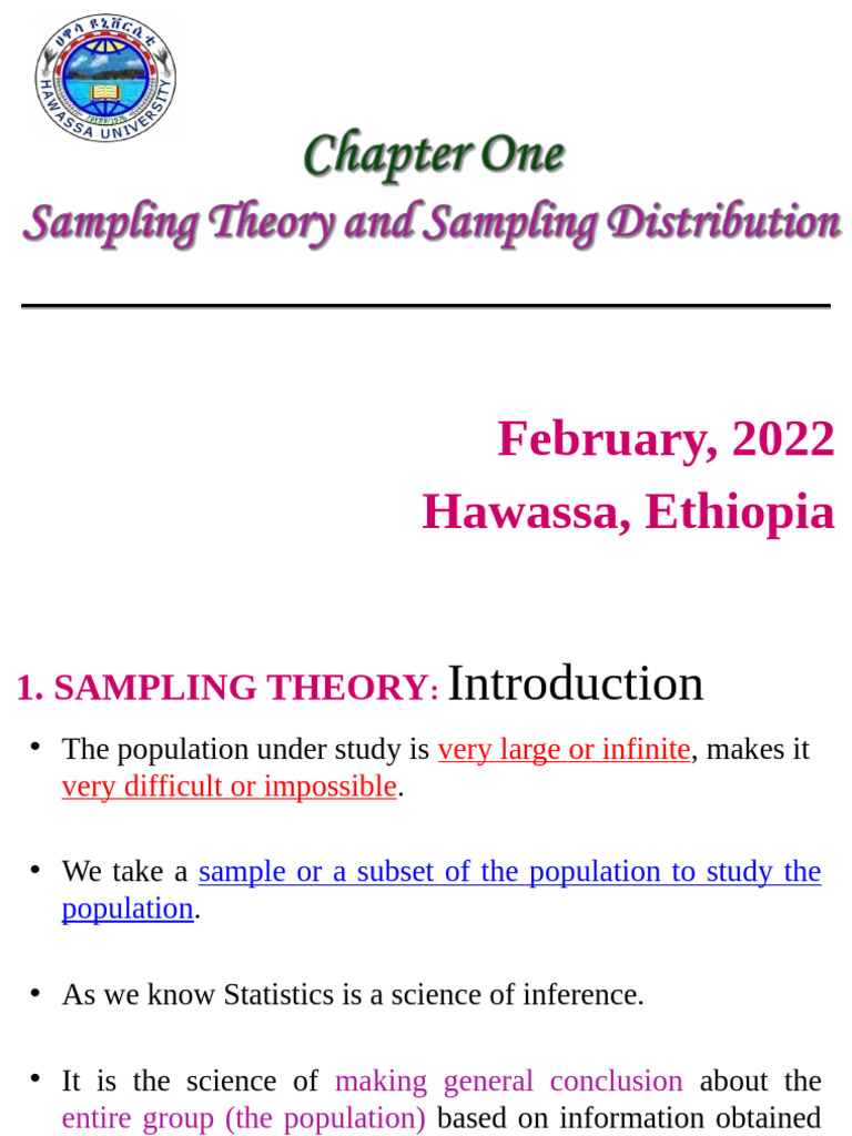 Stat II CH-I PPT | PDF | Sampling (Statistics) | Standard Deviation