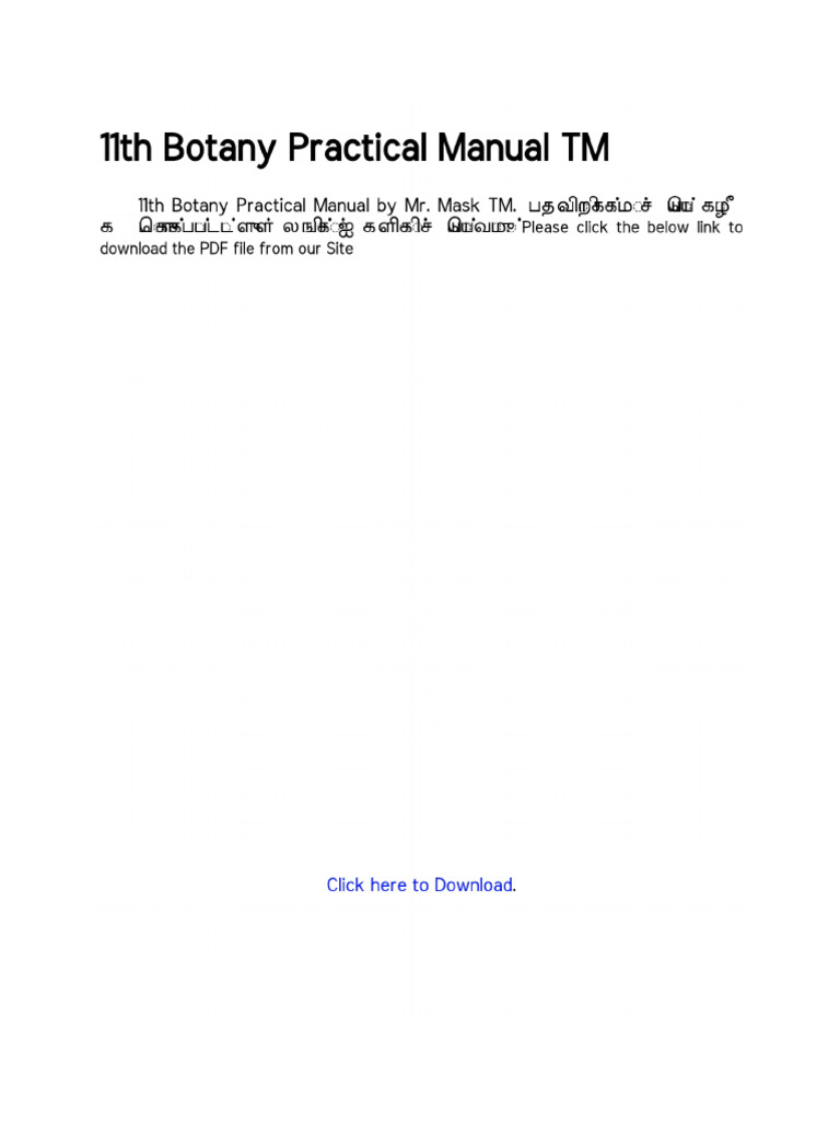 11th Botany Practical Manual TM | PDF
