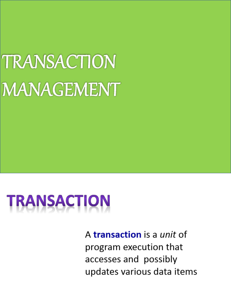 Unit 3 - Transaction Management & Serializability | PDF | Database Transaction | Computing