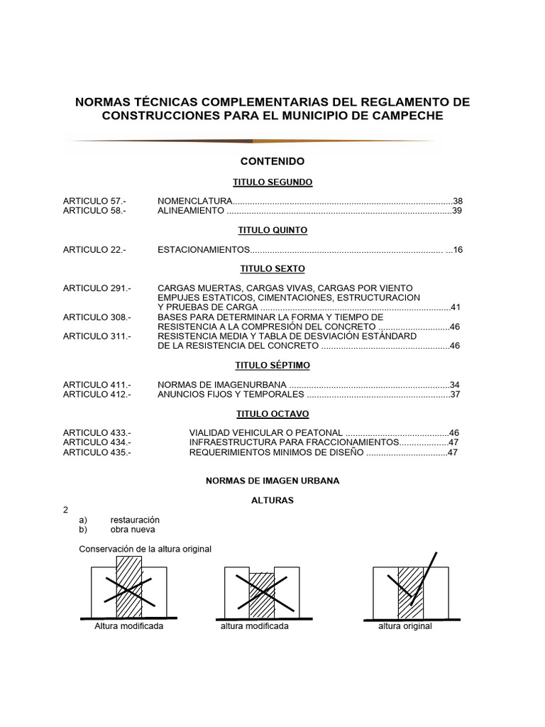 Campeche Reglamento Construccion Municipal Ntc | PDF | Herida | Hormigón