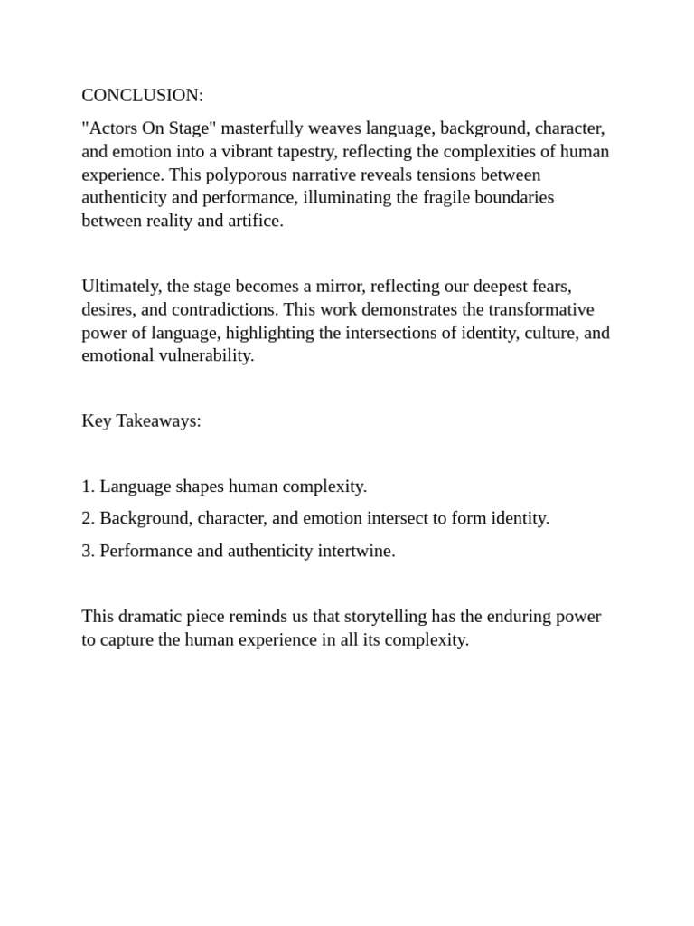 Conclusion Actors On Stage | PDF