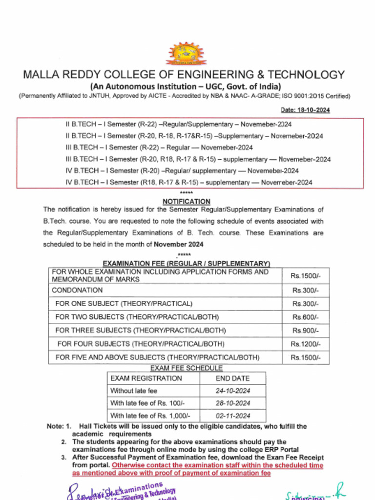 B Tech - II, III, IV-i Sem All Reg, Supply-Nov-2024 | PDF