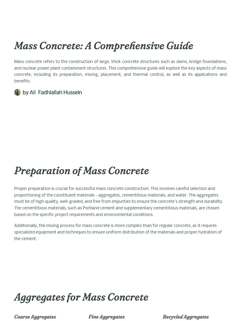 Mass Concrete Construction Guide | PDF | Concrete | Construction Aggregate