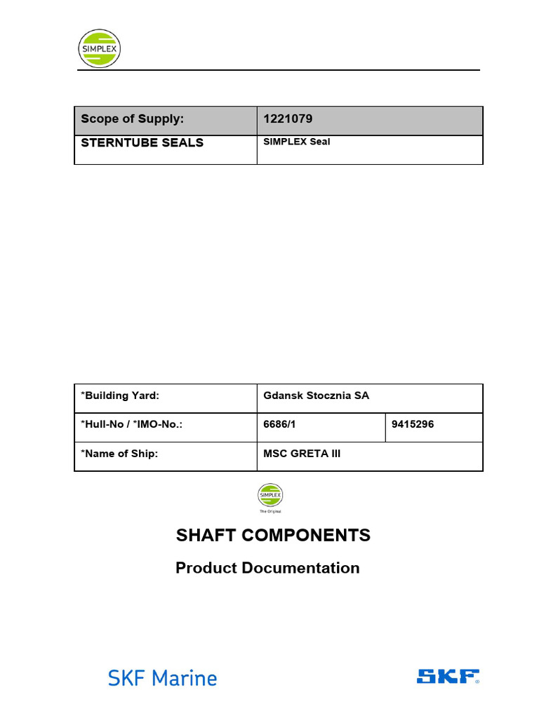 Stern Tube SKF Airspace Simplex Operation Manual Sc3 S II N-3 | PDF ...