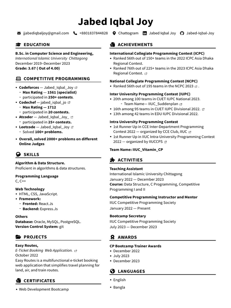 Resume-of-Jabed-Iqbal-Joy | PDF | Computer Programming | Computing Resume-of-Jabed-Iqbal-Joy | PDF | Computer Programming | Computing
