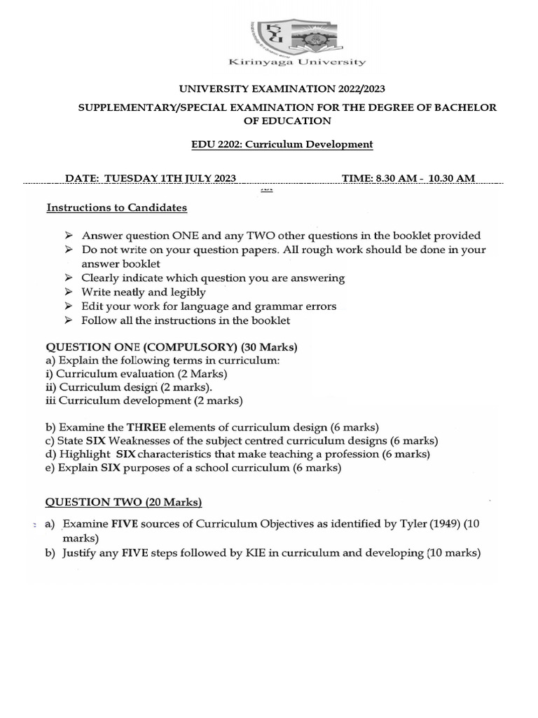 EDU 2202 Curriculum Development | PDF