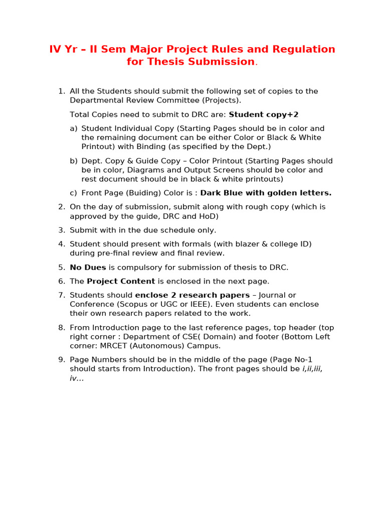 Thesis Rules and Project Contents | PDF | Software Engineering | Computing