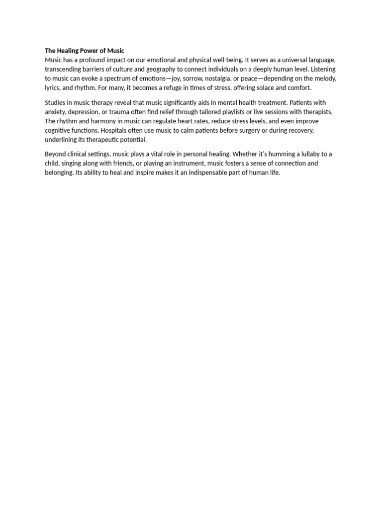 Healing Through Music Therapy | PDF