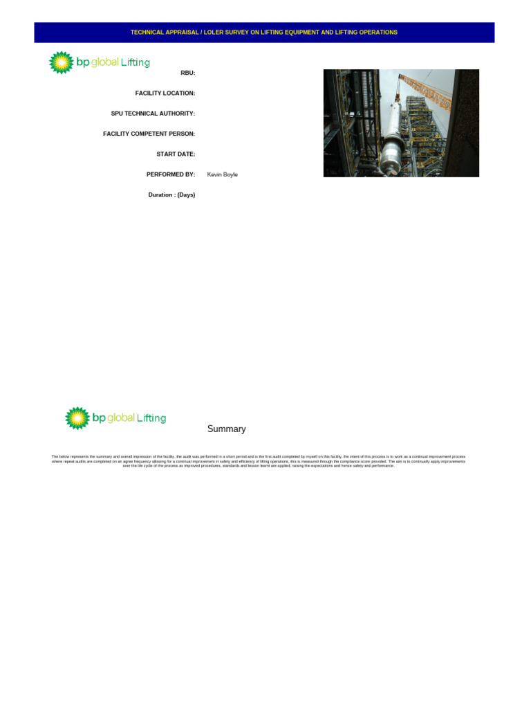LOLER Survey: Lifting Equipment Audit | PDF | Chess