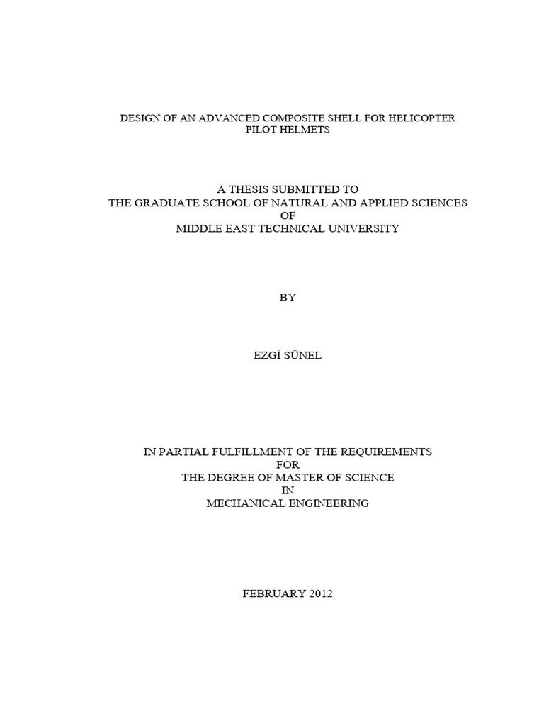 DESIGN OF AN ADVANCED COMPOSITE SHELL FOR HELICOPTER PILOT HELMETS ...