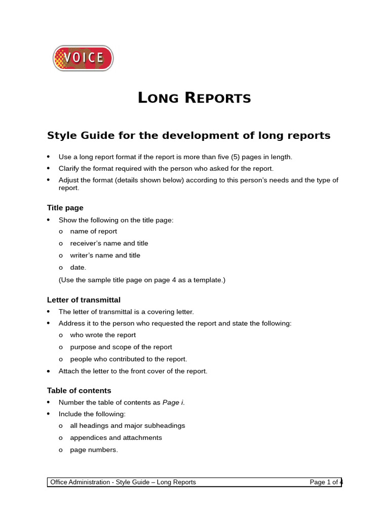 Long Reports | PDF