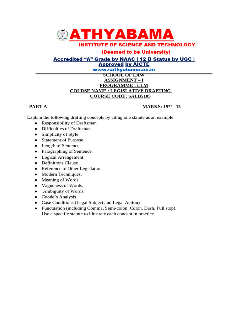Assignment LLM Legislative Drafting | PDF
