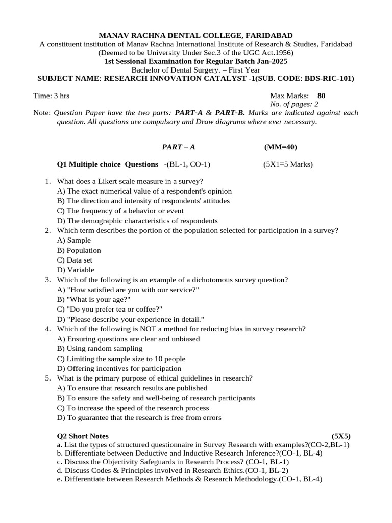 bds-1st Session Ric-1 - Jan 2025 | PDF | Survey Methodology | Methodology